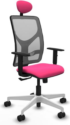 Piqueras y Crespo B&uuml;rostuhl, rosa, mit 1D-Armlehnen, h&ouml;henverstellbare Lendenwirbelst&uuml;tze und festes Kopfteil, ausgestattet mit 3 Positionen und Schneideschaum, Grau/Ro