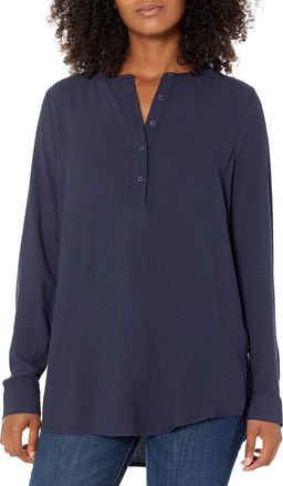 Amazon Essentials Damen Gewebte Langarmbluse, Marineblau, XXL