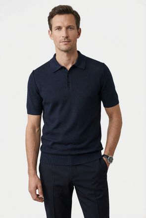 Olymp Poloshirt OLYMP Strick Casual, Herren, Gr. XXL, marine, Feinstrick, Obermaterial: 84% Baumwolle, 16% Polyamid, meliert, regular fit h&uuml;ftbedeckend, hoc