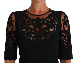 Dolce & Gabbana Womens Black Floral Cut Out Pattern Coctail Dress Viscose