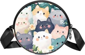 Generic Sac &agrave; bandouli&egrave;re rond pour femme, petit sac &agrave; bandouli&egrave;re avec fermeture &eacute;clair, bretelles r&eacute;glables, style d&eacute;contract&eacute;, pour femmes et filles