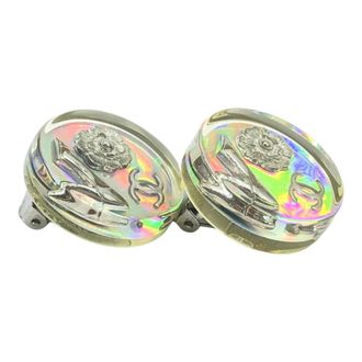 Chanel Femme, Accessoires, Multicolore, Taille: ONE Size Vintage Holographic Logo Clip-On Earrings