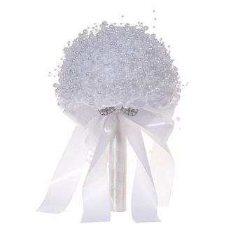 Amosfun Hochzeitsstrau&szlig; Strass Perlenstrau&szlig; K&uuml;nstliche Handstrau&szlig; Bundle Braut Hochzeit Valentinstag Vorschlagen Foto Prop