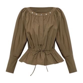 Tory Burch Ger&uuml;schtes Baumwoll-Oberteil - - Blouses & Shirts - Damen - Gr&uuml;n - XS
