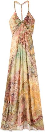 Oltre Femme, Robes, Beige, Taille: 44 FR Longue robe en satin avec dos nu