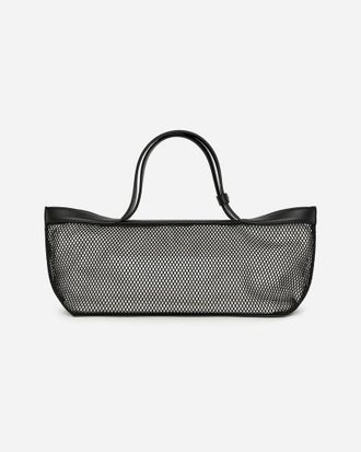 Arket Tragetasche Aus Mesh Mit Lederbesatz -Schwarz