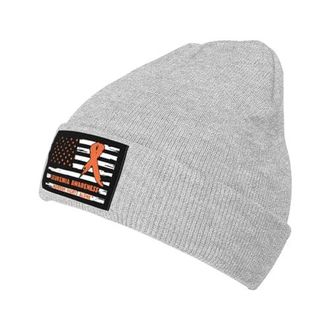 Generic &Eacute;pais Beanie pour Homme, Drapeau am&eacute;ricain de Sensibilisation au Cancer et &agrave; la leuc&eacute;mie, Universelle Casquette Tricot&eacute;, Bonnet Hiver Chaud Tricot pou