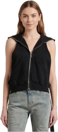 Rick Owens Femme, Sweatshirts et sweats &agrave; capuche, Noir, Taille: 38 FR Top en Felpa Cyclops Gimp SL Sweat &agrave; capuche