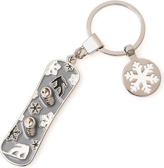 Arte SNOWBOARD avec m&eacute;daille, adapt&eacute; pour &ecirc;tre grav&eacute;, porte-cl&eacute;s en m&eacute;tal brillant inoxydable 7062E, argent, without size