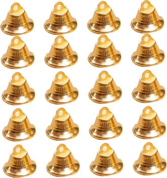 Supvox 100 St&uuml;ck Kleiner Gl&ouml;ckchen aus Rostfreiem Eisen 25mm Goldfarbene Selbstgemacht Weihnachtsdeko Anh&auml;nger f&uuml;r Baum T&uuml;r Kranz