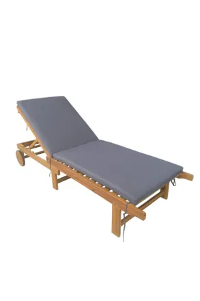 ambia GARDEN Gartenliege, Grau, Akazie, Holz, Textil, Akazie, massiv, F&uuml;llung: Polyester, 186x32x70 cm, FSC 100%, Auflage, wetterfest, R&uuml;ckenlehne verstellbar, Gar