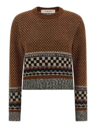 Golden Goose Pull Col Rond - Marron