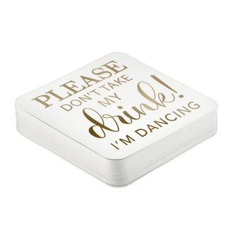 Lillian Rose Please Dont Take My Drink Im Dancing Set 36 Pappuntersetzer, Einheitsgr&ouml;&szlig;e, Schwarz, CO110 DA