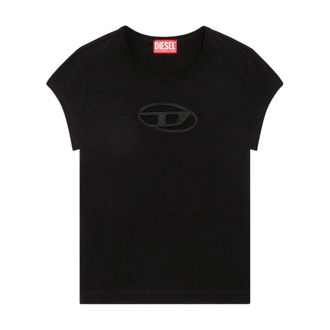 Diesel Femme, Tops, Noir, Taille: 38 FR T-shirts et Polos Noirs avec Détails Découpés