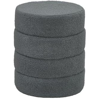 HOMCOM Sitzhocker, Fu&szlig;hocker, Runder Polsterhocker, Fu&szlig;st&uuml;tze mit Sitzkissen, f&uuml;r Wohnzimmer, Schlafzimmer, Dunkelgrau, &Oslash;40 x 45 cm