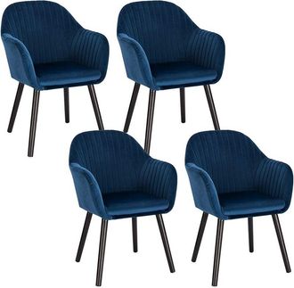 Woltu Woltu - Lot de 4 Chaises de Salle à Manger Assise en Velours, Chaise pour Cuisine/Salon/Café, Bleu
