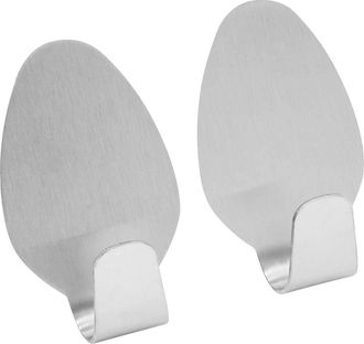 Fackelmann 61216 Klebehaken aus Edelstahl, 2 St&uuml;ck, oval, Silber, 3 x 2 x 2 cm