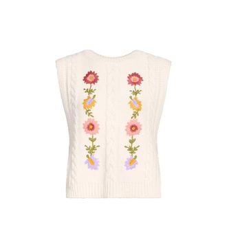 Louise Misha Gilet ouvert brod&eacute; sans manches