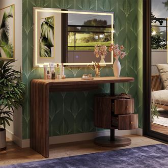 Vicco Schminktisch Eiche rustikal Lara 120x76x50 cm - Der Kosmetiktisch, Gro&szlig;e Tischfl&auml;che f&uuml;r Make-up, Schmuck und Styling-Utensilien