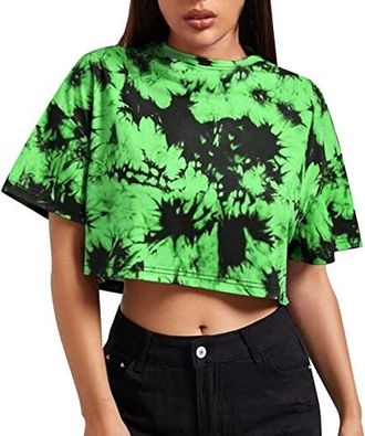 Generic Tee Shirt Femme Sport D&eacute;contract&eacute; Confortable T-Shirt Hauts Manche Court &Eacute;t&eacute; Lache De Base Tee-Shirt Grande Taille Chic Col Rond Haut Tunique Manches 