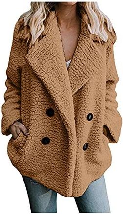 Generico Manteaux Femmes dHiver &Eacute;l&eacute;gant en Polaire, Sweat-shirt Teddy Confortable Cardigan Court Manteau Baggy Veste de Ski Femmes Offres avec Poches, Manteaux