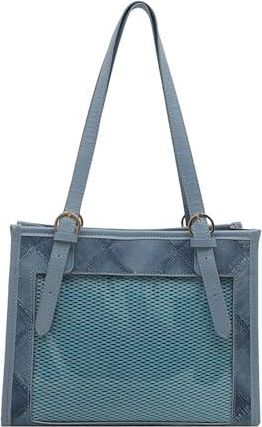 Generic Sac fourre-tout Ita pour femme, sac à main en cuir synthétique avec insert en maille et épingle, noir foncé, 11inch