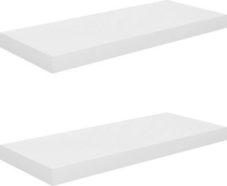 Generic Schwebendes Wandregal, 4 St&uuml;ck, MDF, Hochglanz-Wei&szlig;, Schwebendes Regal, 23/40/50/60/80/90/120 cm, Wandregal f&uuml;r Wohnzimmer/Arbeitszimmer/Bad/K&uuml;che (60