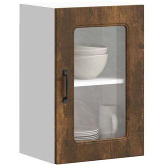 vidaXL Armoire murale de cuisine avec porte vitr&eacute;e Kalmar Ch&ecirc;ne fum&eacute; Bois ding&eacute;nierie Vidaxl