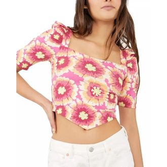 Free People Crop Top mit Blumenmuster Give Me More - - Blouses & Shirts - Damen - Rosa - XS