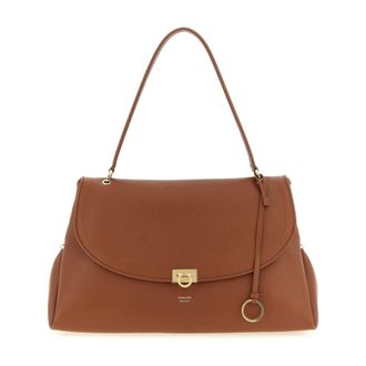 Ferragamo Ledertasche mit Gancini-Verschluss - - Bags - Damen - Braun - ONE SIZE
