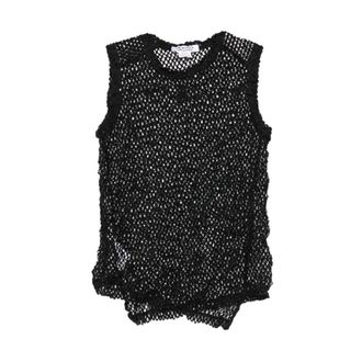 Comme Des Gar&ccedil;ons Femme, Tops, Noir, Taille: 38 FR Net Design Sleeveless Round Neck