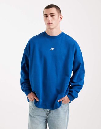 Nike Club - Sweat oversize en tissu &eacute;ponge - Bleu