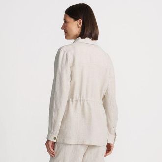 Lands End Hemdjacke aus Leinen, Damen, Gr&ouml;&szlig;e:40-42 regular, Beige, Leinen, by Lands End