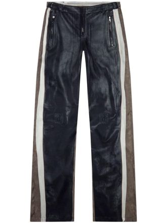 Diesel pantalon droit &agrave; rayures lat&eacute;rales - Noir