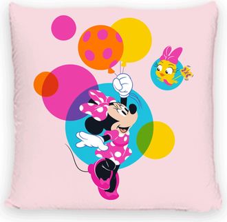 Disney Home Minnie Mouse - Dekokissen mit Füllung und Reißverschluss - 40x40 cm - Wurfkissen mit Füllung, tolles Deko-Kissen für Sofa, Couch, Wohnzimmer und 