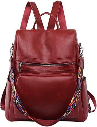 Generic Sac &agrave; dos moderne cor&eacute;en pour femmes avec grande capacit&eacute; Sacs &agrave; dos souples pour femmes Compartiment pour ordinateur portable, rouge, taille unique