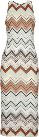 Missoni Femme, Robes, Multicolore, Taille: 40 FR Robe Longue Sans Manches en Viscose et Coton Chevron