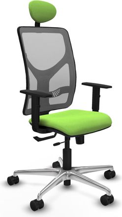 Piqueras y Crespo B&uuml;rostuhl mit 1D-Armlehnen, h&ouml;henverstellbarer Lendenwirbelst&uuml;tze und festem Kopfteil, ausgestattet mit Syncro/Traslack und Schneideschaum, Grau/Pista