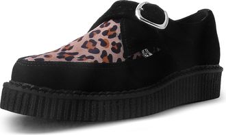 T.U.K. Pointed Creeper Monk Buckle - Herren & Damen Schuhe - Farbe Black Leopard Suede - Größe EU40