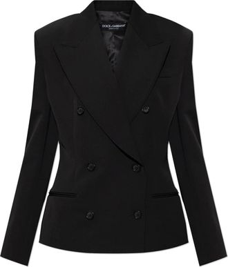 Dolce & Gabbana Femme, Vestes, Noir, Taille: 36 FR Blazer en laine avec revers ferm&eacute;s
