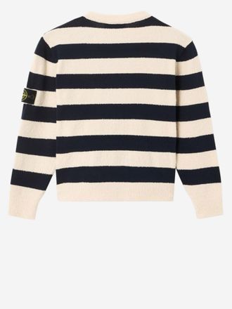 Stone Island Boys Sweater Striped Cotton-Blend Marine Blue