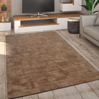 Paco Home Paco Home - Tapis De Salon Tapis Poils Ras Fait Main Motif Monochrome Moderne Doux 120x170 cm, Beige