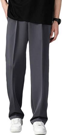 Generic Pantalon l&eacute;ger pour homme, coupe ajust&eacute;e, coupe ajust&eacute;e, coupe ample, jambes larges, pantalon formel extensible en soie glac&eacute;e confortable pour tous l