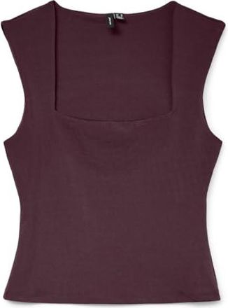 Vero Moda Square Neck Top Vmmillion SL Haut à col carré JRS Noos, Vin, XL Femmes