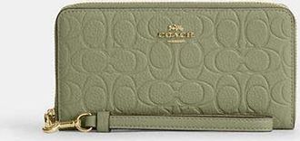 Coach Langes Portemonnaie Aus Signature-Leder Mit Rundumreissverschluss