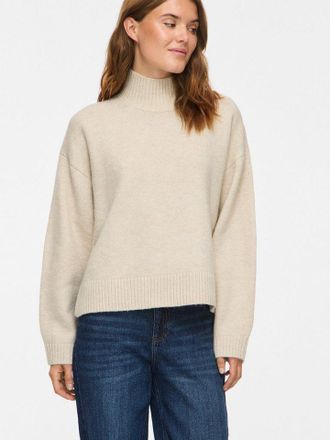 Vila Strickpullover VISIA L/S HIGH NECK KNIT PULLOVER-NOOS Materialmix, oversize