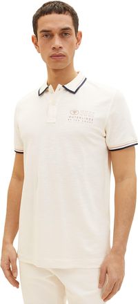 Tom Tailor Herren Poloshirt mit Logo-Print 1035571, 18592 - vintage beige, M