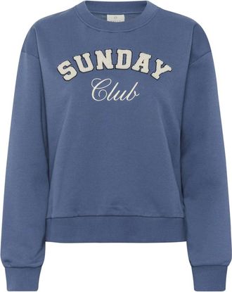 Kaffe Femme, Sweatshirts et sweats à capuche, Bleu, Taille: 46 FR SweaT-shirt Brodé avec Col Rond