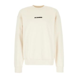 Jil Sander Homme, Sweatshirts et sweats &agrave; capuche, Beige, Taille: M Logo SweaT-shirt