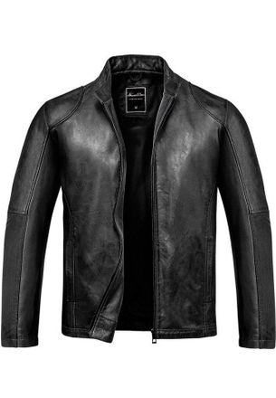Amaci & Sons Lederjacke OKEMOS Lederjacke Echtleder Herren Biker Zipper Jacke